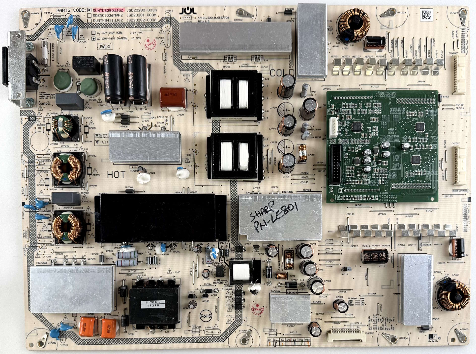 TVParts.ca - Sharp RUNTKB380WJQZ Power Supply / LED Board